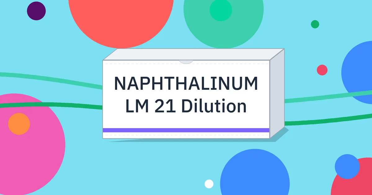 Symbolbild: Packung mit der Aufschrift NAPHTHALINUM LM 21 Dilution (PZN 12958553) – Verfügbarkeit und Bezug in Apotheken in Frankfurt am Main