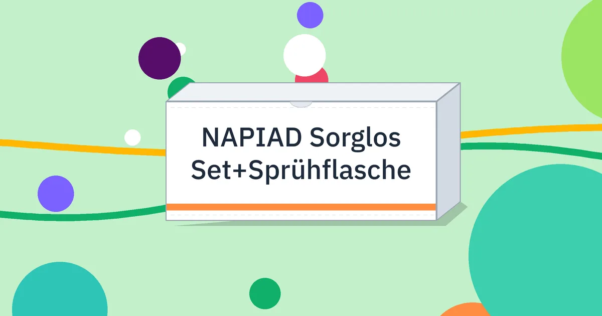 Symbolbild: Packung mit der Aufschrift NAPIAD Sorglos Set+Sprühflasche (PZN 15242424) – Verfügbarkeit und Bezug in Apotheken in Frankfurt am Main
