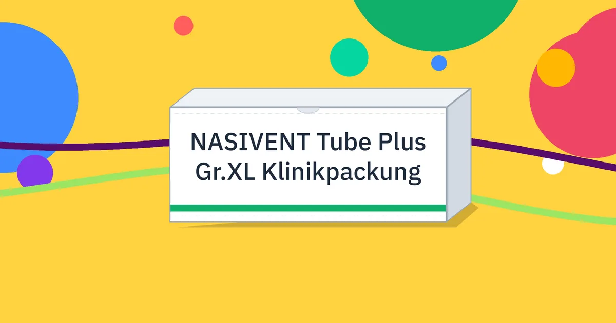 Symbolbild: Packung mit der Aufschrift NASIVENT Tube Plus Gr.XL Klinikpackung (PZN 17536070) – Verfügbarkeit und Bezug in Apotheken in Frankfurt am Main