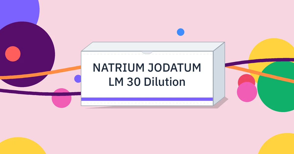 Symbolbild: Packung mit der Aufschrift NATRIUM JODATUM LM 30 Dilution (PZN 12964571) – Verfügbarkeit und Bezug in Apotheken in Frankfurt am Main
