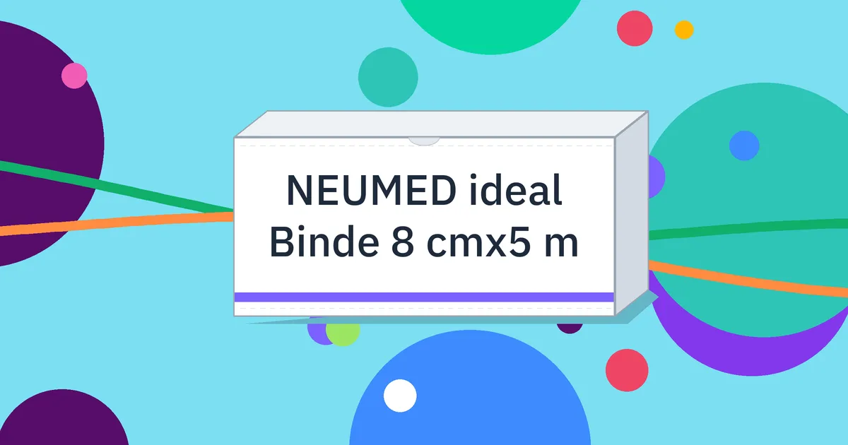 Symbolbild: Packung mit der Aufschrift NEUMED ideal Binde 8 cmx5 m (PZN 20398157) – Verfügbarkeit und Bezug in Apotheken in Frankfurt am Main