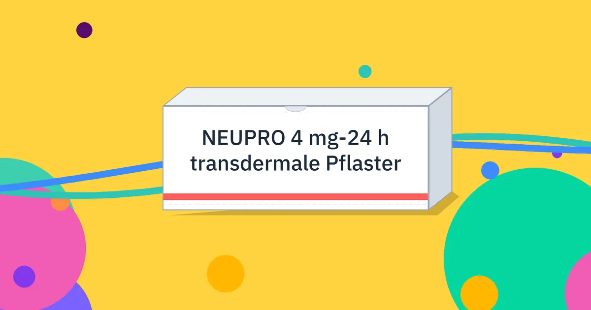 Symbolbild: Packung mit der Aufschrift NEUPRO 4 mg-24 h transdermale Pflaster (PZN 04637326) – Verfügbarkeit und Bezug in Apotheken in Frankfurt am Main