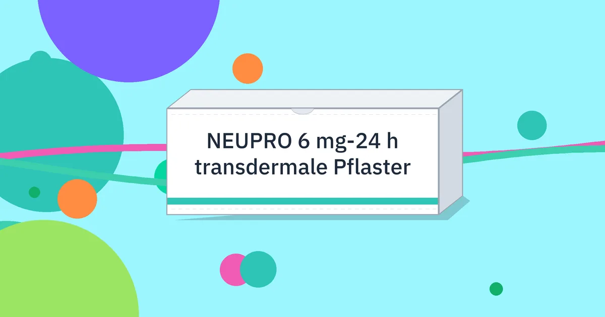 Symbolbild: Packung mit der Aufschrift NEUPRO 6 mg-24 h transdermale Pflaster (PZN 09940704) – Verfügbarkeit und Bezug in Apotheken in Frankfurt am Main