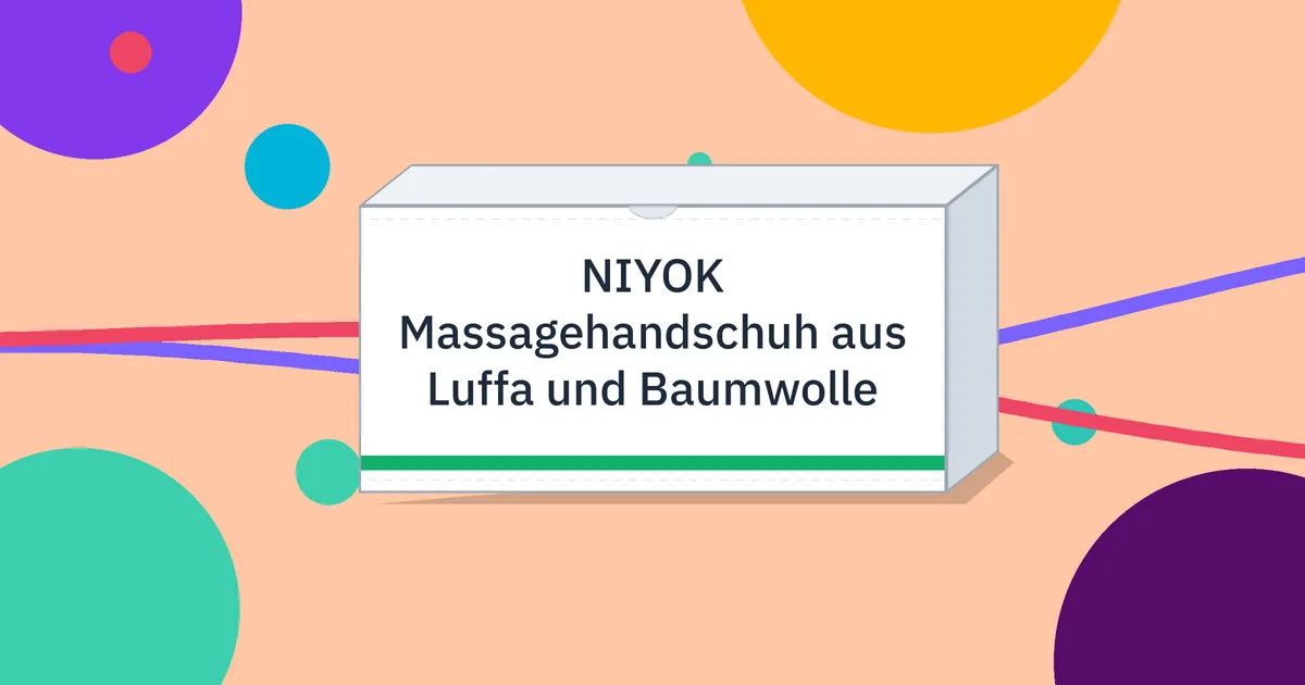 Symbolbild: Packung mit der Aufschrift NIYOK Massagehandschuh aus Luffa und Baumwolle (PZN 19543335) – Verfügbarkeit und Bezug in Apotheken in Frankfurt am Main