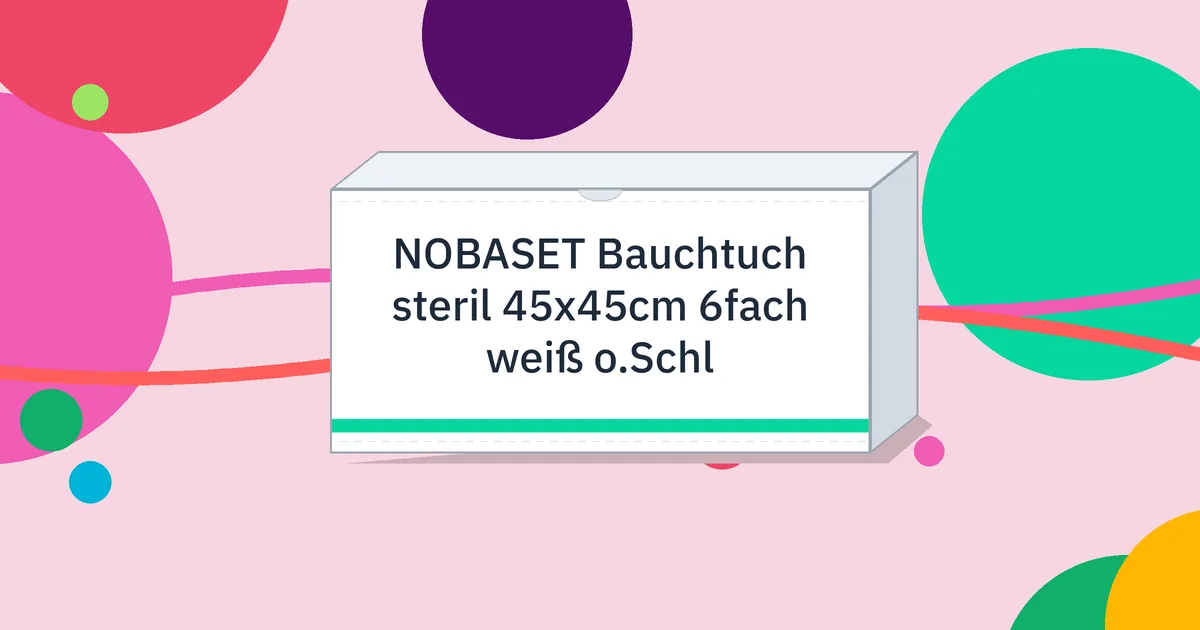 Symbolbild: Packung mit der Aufschrift NOBASET Bauchtuch steril 45x45cm 6fach weiß o.Schl (PZN 11018279) – Verfügbarkeit und Bezug in Apotheken in Frankfurt am Main