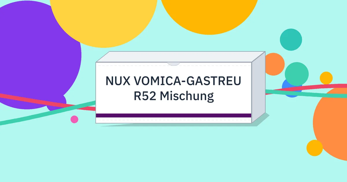 Symbolbild: Packung mit der Aufschrift NUX VOMICA-GASTREU R52 Mischung (PZN 04163549) – Verfügbarkeit und Bezug in Apotheken in Frankfurt am Main