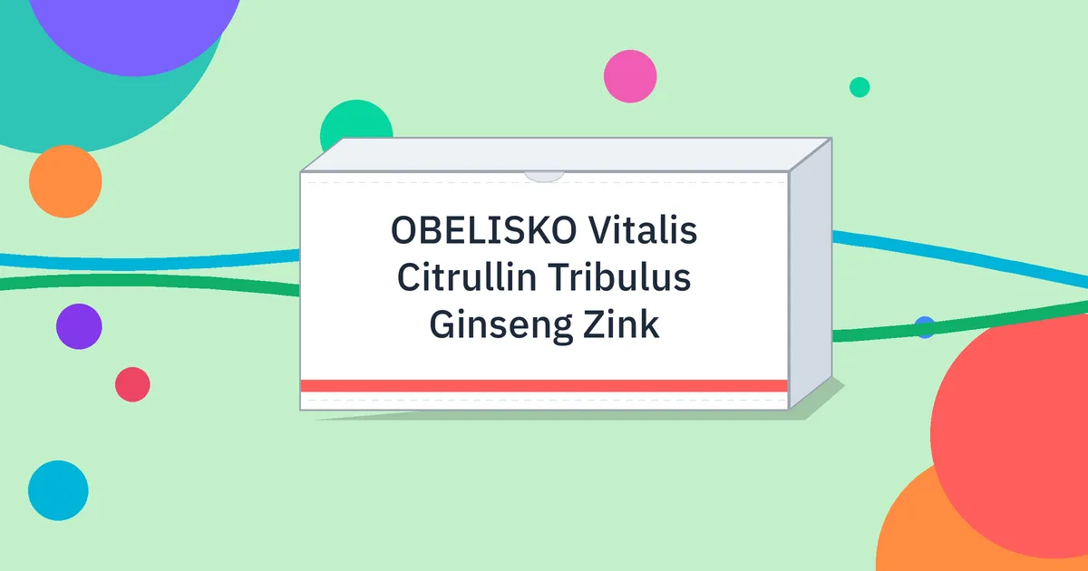 Symbolbild: Packung mit der Aufschrift OBELISKO Vitalis Citrullin Tribulus Ginseng Zink (PZN 20228099) – Verfügbarkeit und Bezug in Apotheken in Frankfurt am Main