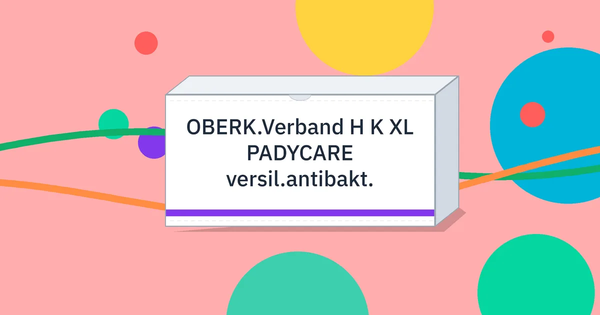 Symbolbild: Packung mit der Aufschrift OBERK.Verband H K XL PADYCARE versil.antibakt. (PZN 10939043) – Verfügbarkeit und Bezug in Apotheken in Frankfurt am Main