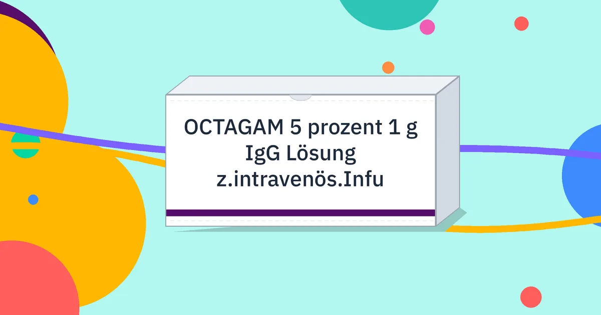 Symbolbild: Packung mit der Aufschrift OCTAGAM 5 prozent 1 g IgG Lösung z.intravenös.Infu (PZN 05373929) – Verfügbarkeit und Bezug in Apotheken in Frankfurt am Main
