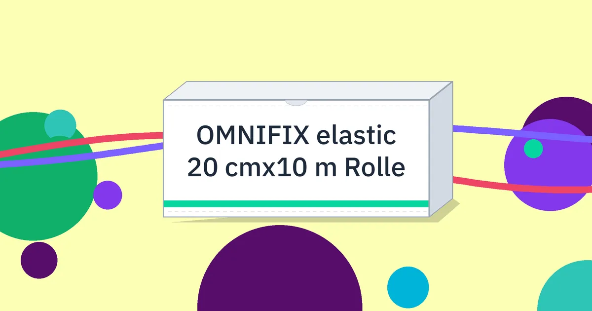 Symbolbild: Packung mit der Aufschrift OMNIFIX elastic 20 cmx10 m Rolle (PZN 17452539) – Verfügbarkeit und Bezug in Apotheken in Frankfurt am Main
