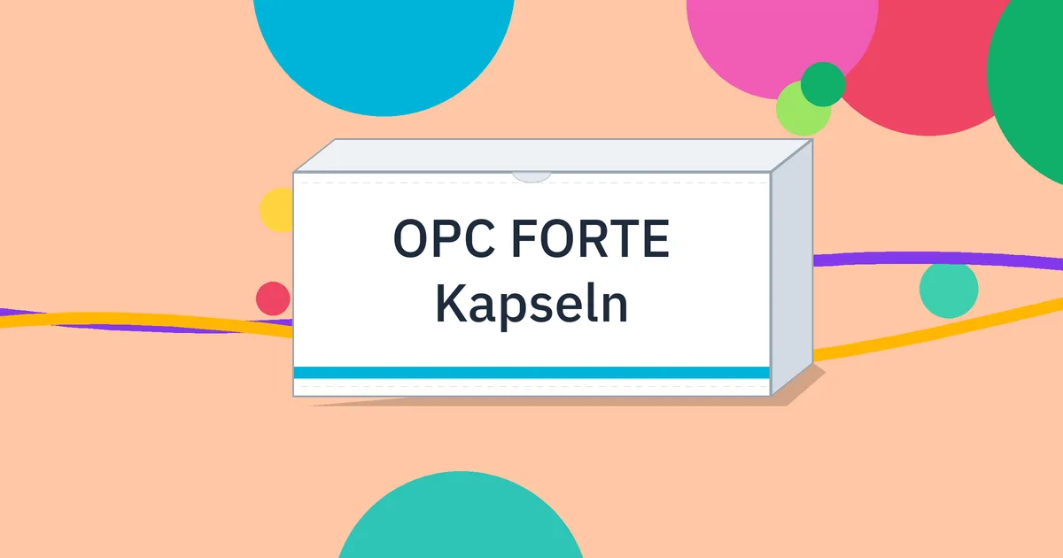 Symbolbild: Packung mit der Aufschrift OPC FORTE Kapseln (PZN 14140437) – Verfügbarkeit und Bezug in Apotheken in Frankfurt am Main