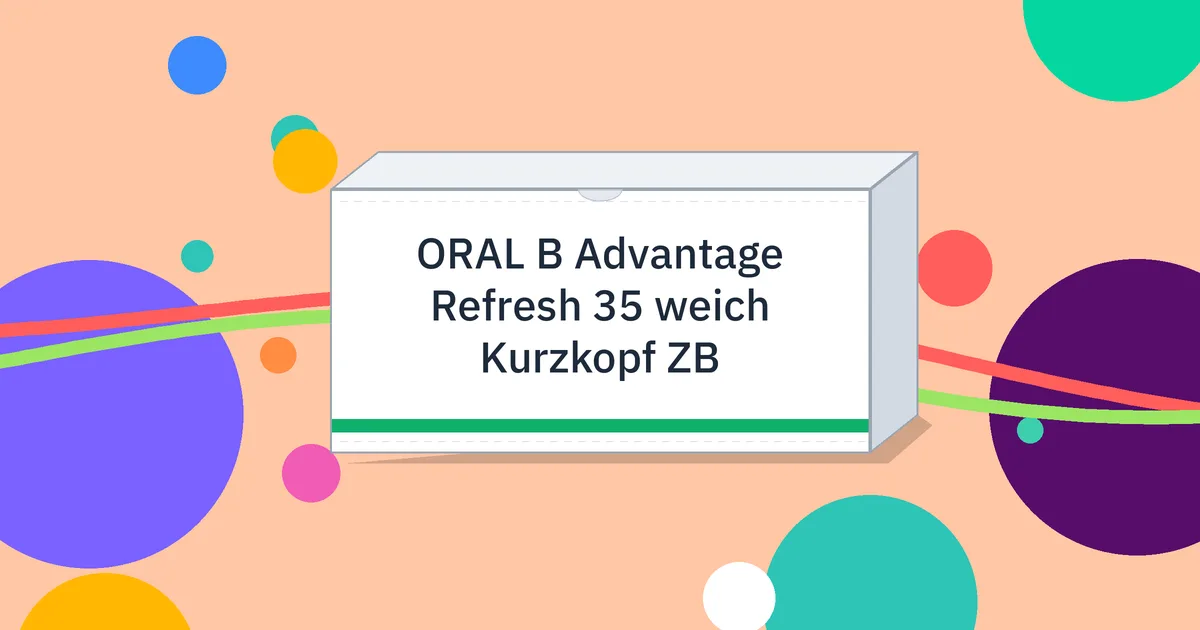 Symbolbild: Packung mit der Aufschrift ORAL B Advantage Refresh 35 weich Kurzkopf ZB (PZN 04806935) – Verfügbarkeit und Bezug in Apotheken in Frankfurt am Main