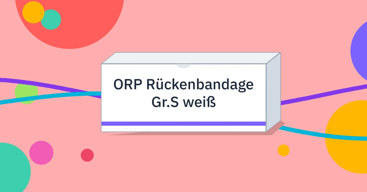 Symbolbild: Packung mit der Aufschrift ORP Rückenbandage Gr.S weiß (PZN 04903012) – Verfügbarkeit und Bezug in Apotheken in Frankfurt am Main