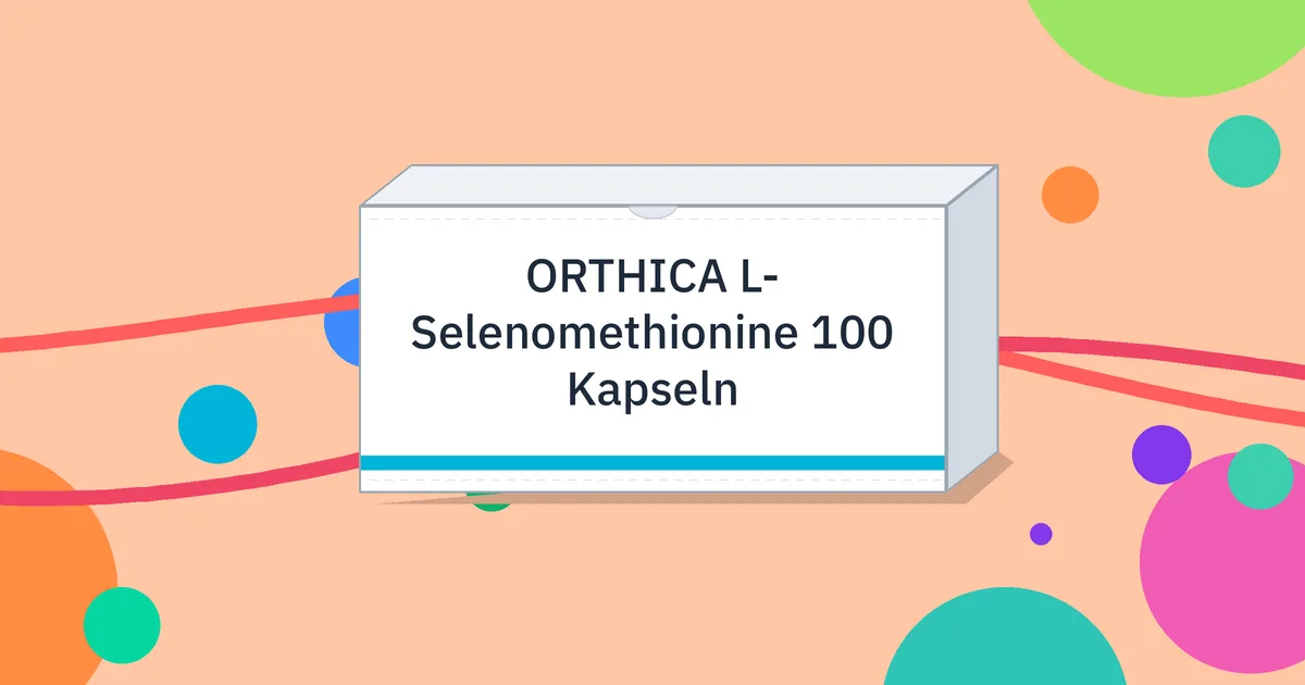 Symbolbild: Packung mit der Aufschrift ORTHICA L-Selenomethionine 100 Kapseln (PZN 13859882) – Verfügbarkeit und Bezug in Apotheken in Frankfurt am Main