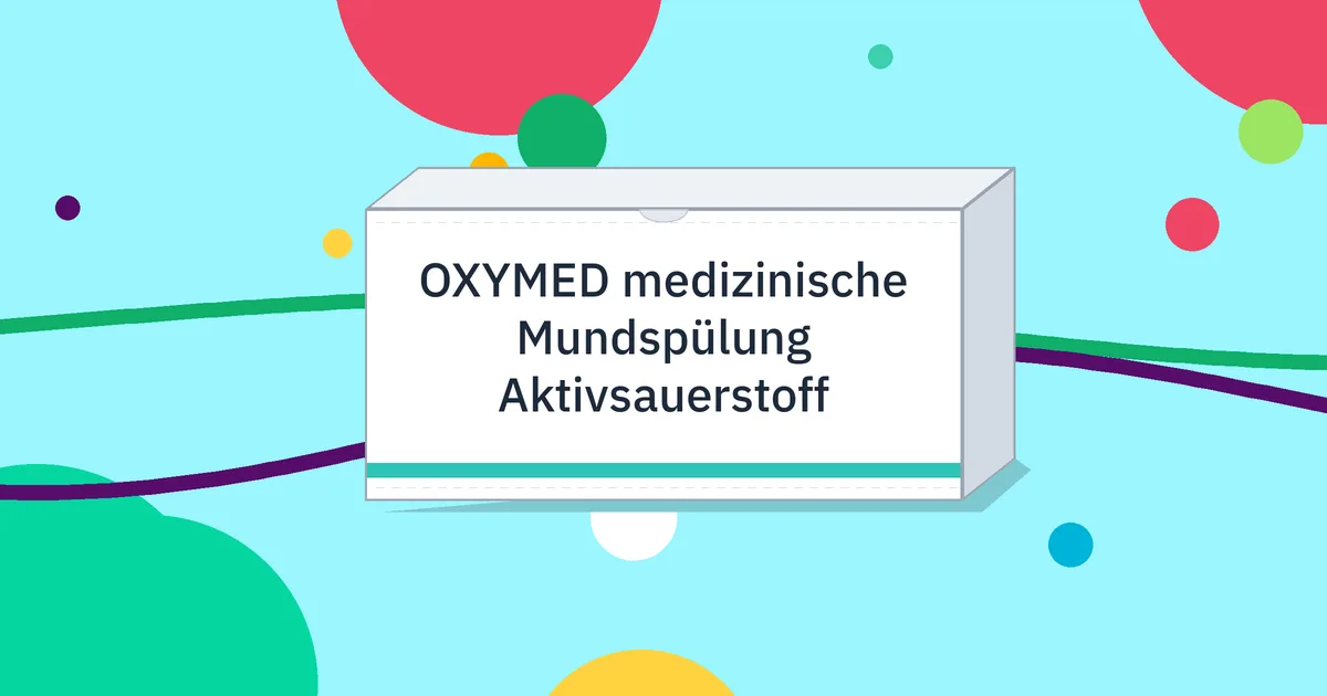 Symbolbild: Packung mit der Aufschrift OXYMED medizinische Mundspülung Aktivsauerstoff (PZN 19078246) – Verfügbarkeit und Bezug in Apotheken in Frankfurt am Main