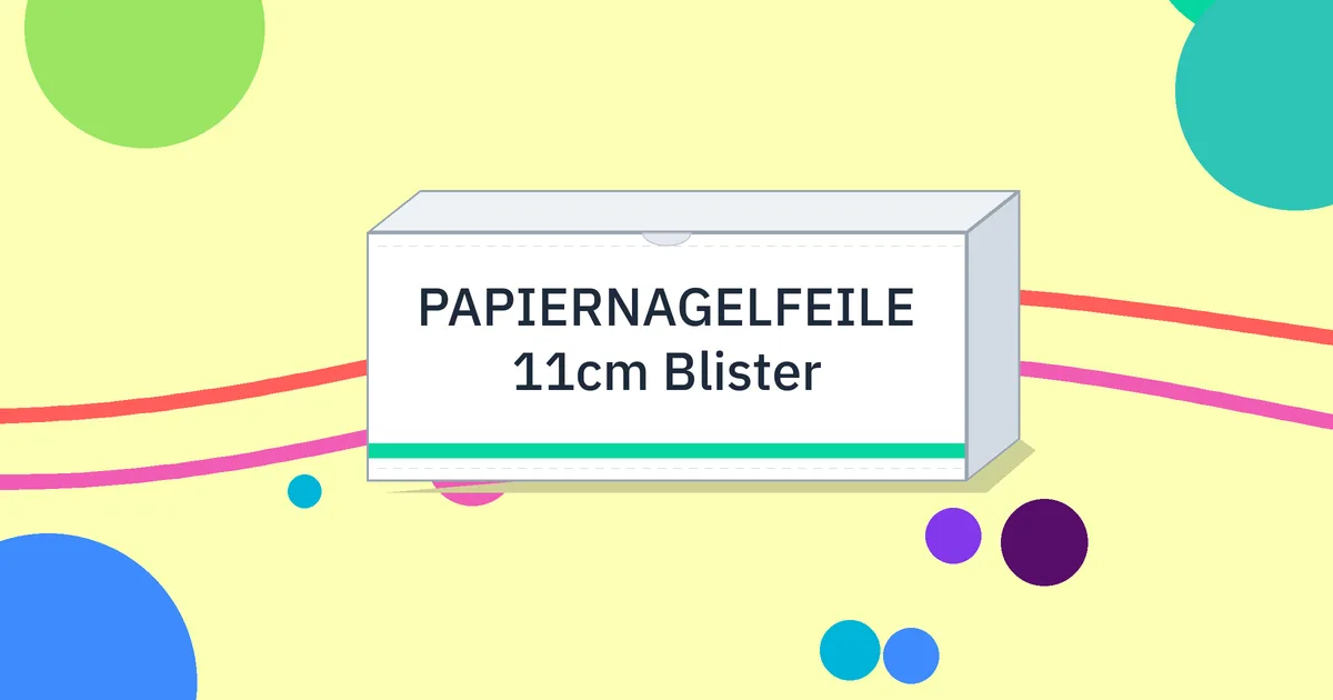 Symbolbild: Packung mit der Aufschrift PAPIERNAGELFEILE 11cm Blister (PZN 08891381) – Verfügbarkeit und Bezug in Apotheken in Frankfurt am Main