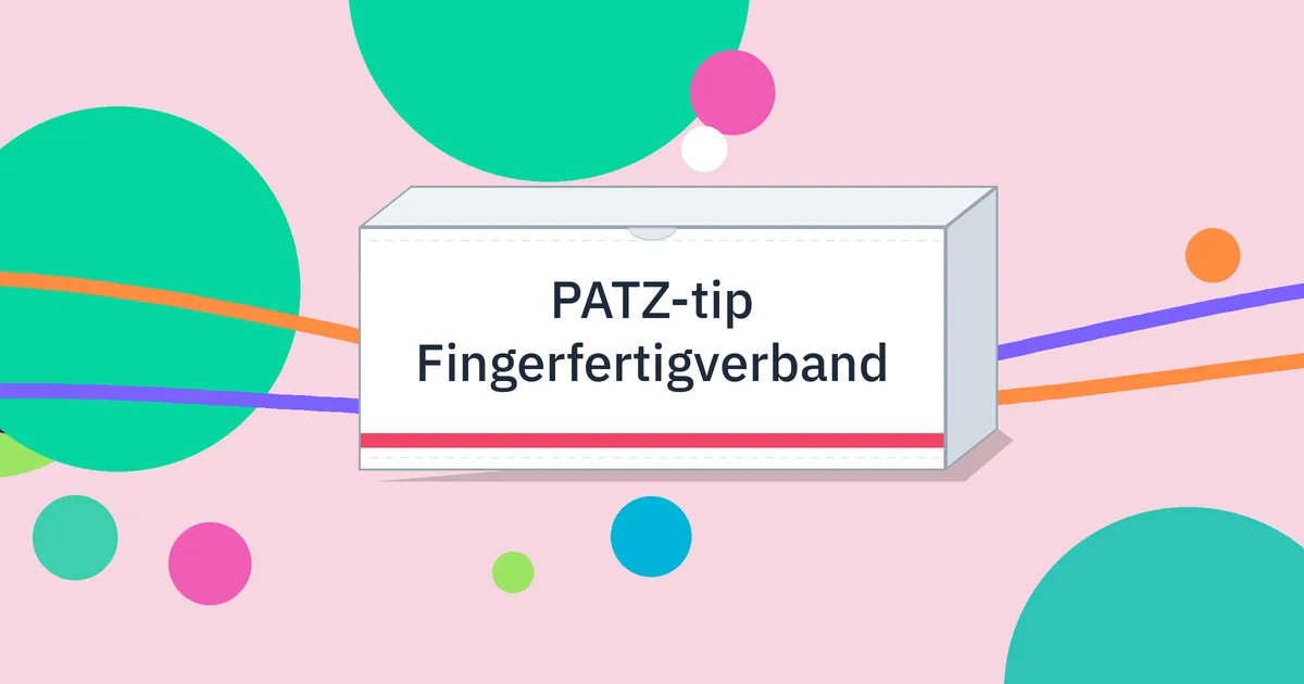 Symbolbild: Packung mit der Aufschrift PATZ-tip Fingerfertigverband (PZN 06813276) – Verfügbarkeit und Bezug in Apotheken in Frankfurt am Main