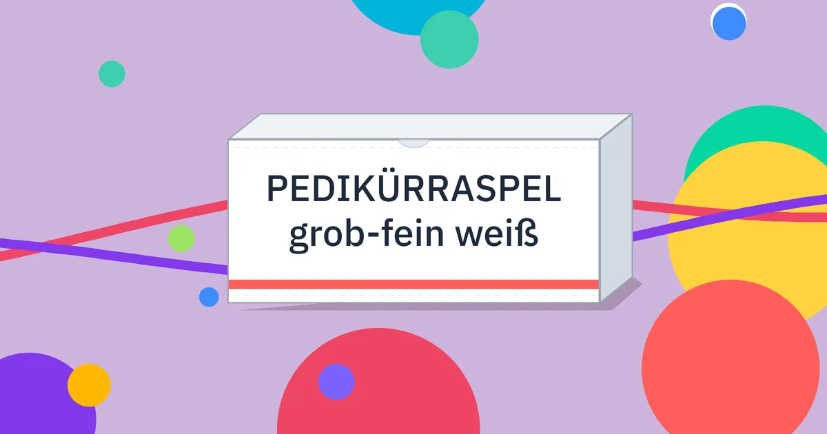 Symbolbild: Packung mit der Aufschrift PEDIKÜRRASPEL grob-fein weiß (PZN 01523088) – Verfügbarkeit und Bezug in Apotheken in Frankfurt am Main