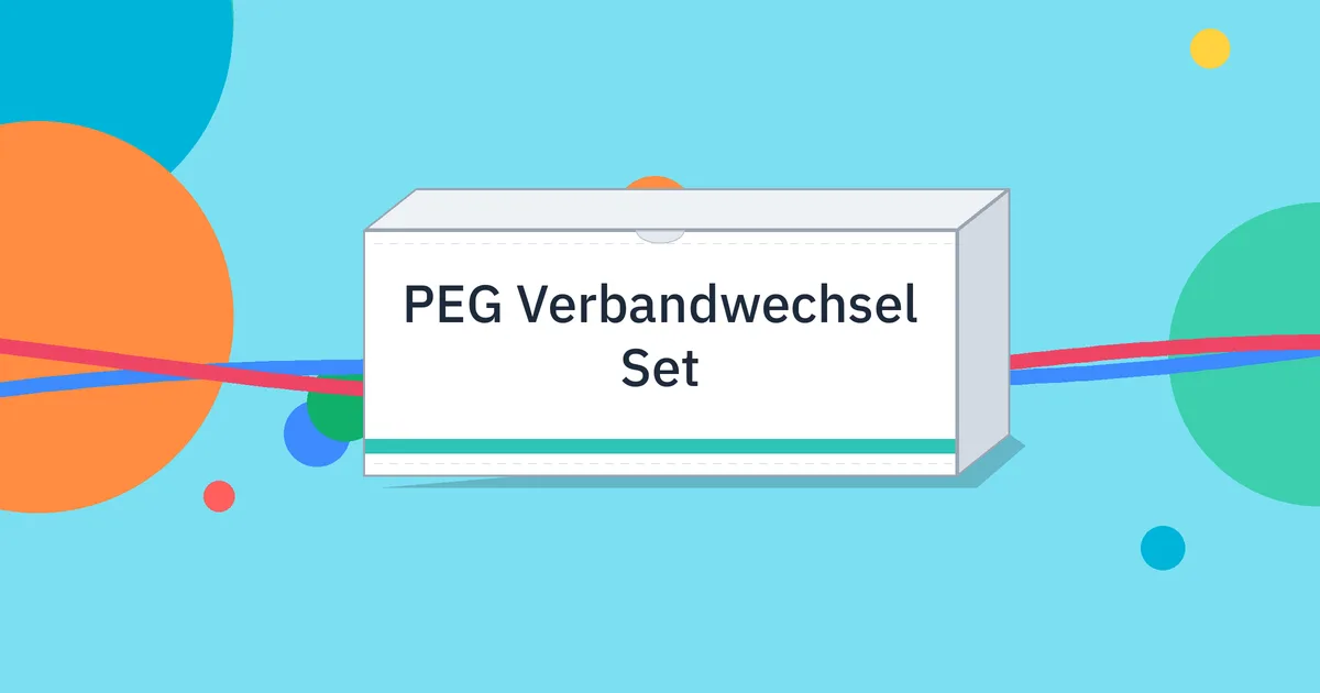 Symbolbild: Packung mit der Aufschrift PEG Verbandwechsel Set (PZN 00596731) – Verfügbarkeit und Bezug in Apotheken in Frankfurt am Main