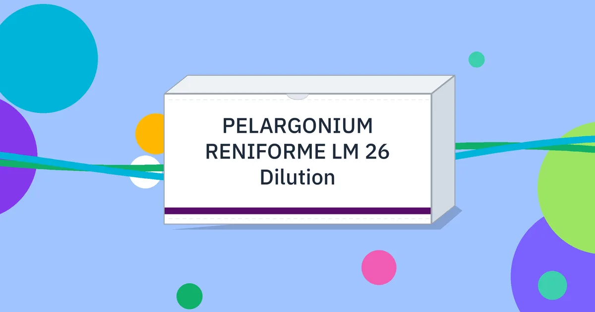 Symbolbild: Packung mit der Aufschrift PELARGONIUM RENIFORME LM 26 Dilution (PZN 13633422) – Verfügbarkeit und Bezug in Apotheken in Frankfurt am Main