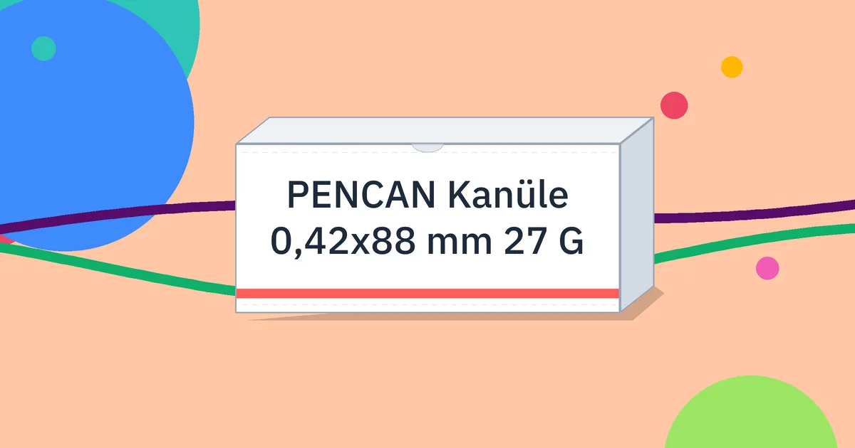 Symbolbild: Packung mit der Aufschrift PENCAN Kanüle 0,42x88 mm 27 G (PZN 00183408) – Verfügbarkeit und Bezug in Apotheken in Frankfurt am Main