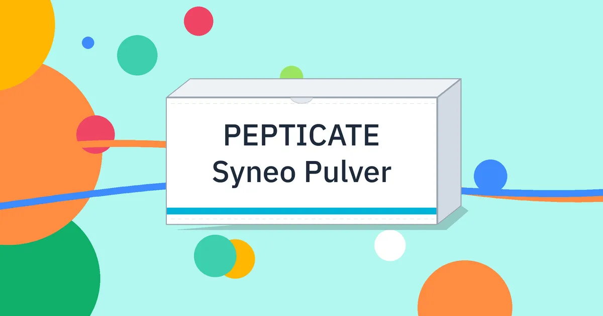 Symbolbild: Packung mit der Aufschrift PEPTICATE Syneo Pulver (PZN 19647537) – Verfügbarkeit und Bezug in Apotheken in Frankfurt am Main