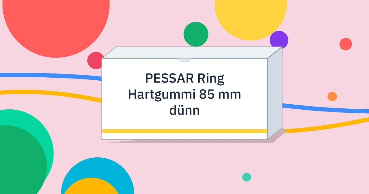 Symbolbild: Packung mit der Aufschrift PESSAR Ring Hartgummi 85 mm dünn (PZN 01733271) – Verfügbarkeit und Bezug in Apotheken in Frankfurt am Main