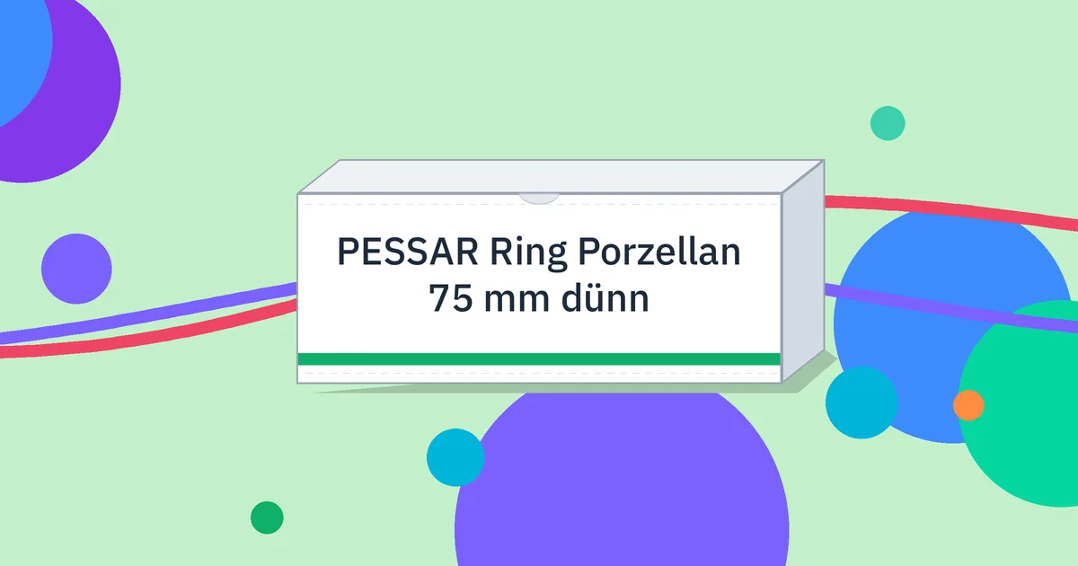 Symbolbild: Packung mit der Aufschrift PESSAR Ring Porzellan 75 mm dünn (PZN 01733360) – Verfügbarkeit und Bezug in Apotheken in Frankfurt am Main
