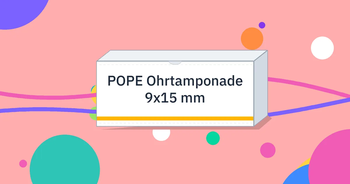 Symbolbild: Packung mit der Aufschrift POPE Ohrtamponade 9x15 mm (PZN 06591924) – Verfügbarkeit und Bezug in Apotheken in Frankfurt am Main