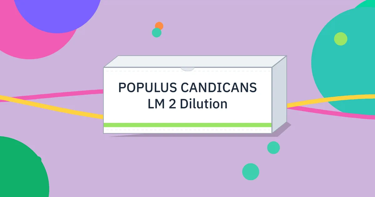 Symbolbild: Packung mit der Aufschrift POPULUS CANDICANS LM 2 Dilution (PZN 13664150) – Verfügbarkeit und Bezug in Apotheken in Frankfurt am Main