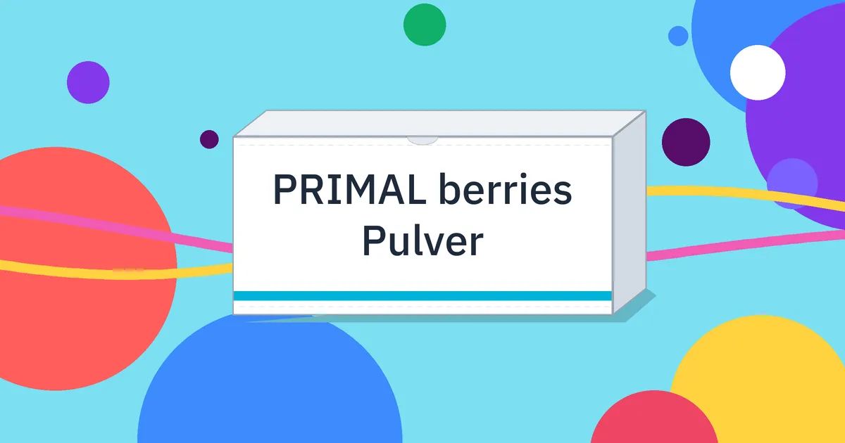 Symbolbild: Packung mit der Aufschrift PRIMAL berries Pulver (PZN 16204414) – Verfügbarkeit und Bezug in Apotheken in Frankfurt am Main