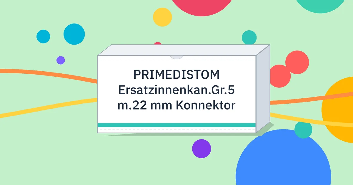 Symbolbild: Packung mit der Aufschrift PRIMEDISTOM Ersatzinnenkan.Gr.5 m.22 mm Konnektor (PZN 10257697) – Verfügbarkeit und Bezug in Apotheken in Frankfurt am Main