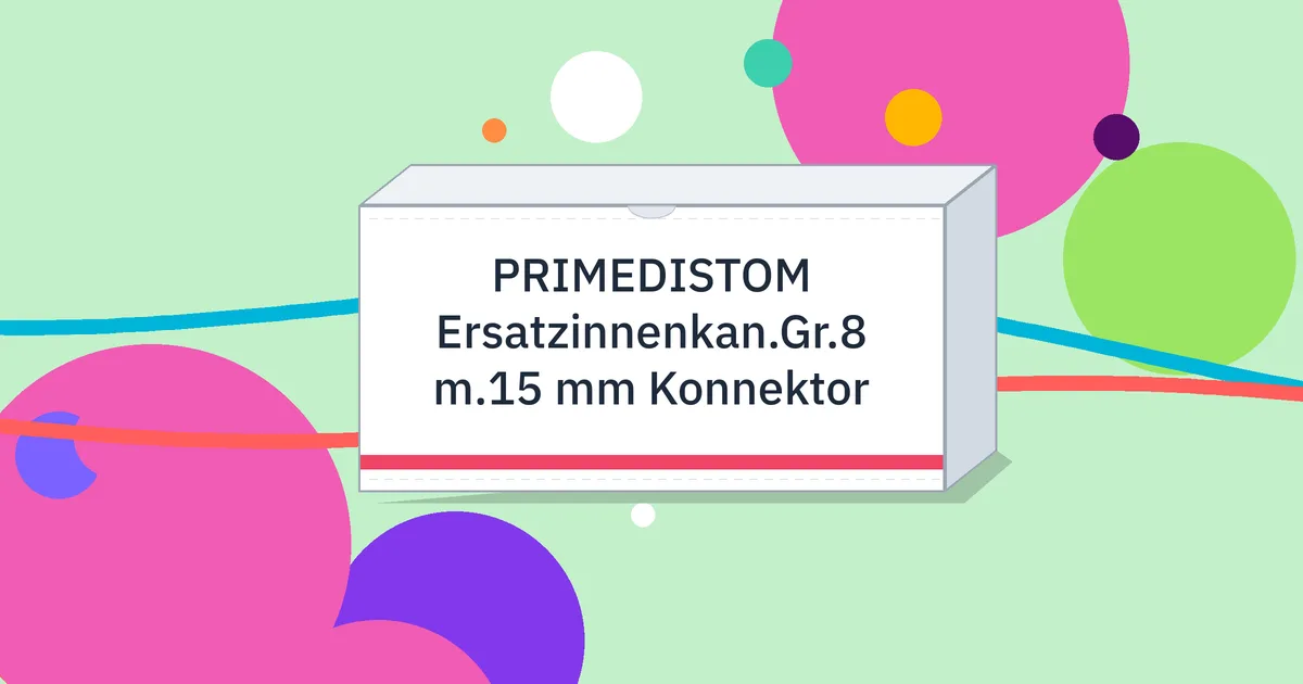 Symbolbild: Packung mit der Aufschrift PRIMEDISTOM Ersatzinnenkan.Gr.8 m.15 mm Konnektor (PZN 10257220) – Verfügbarkeit und Bezug in Apotheken in Frankfurt am Main