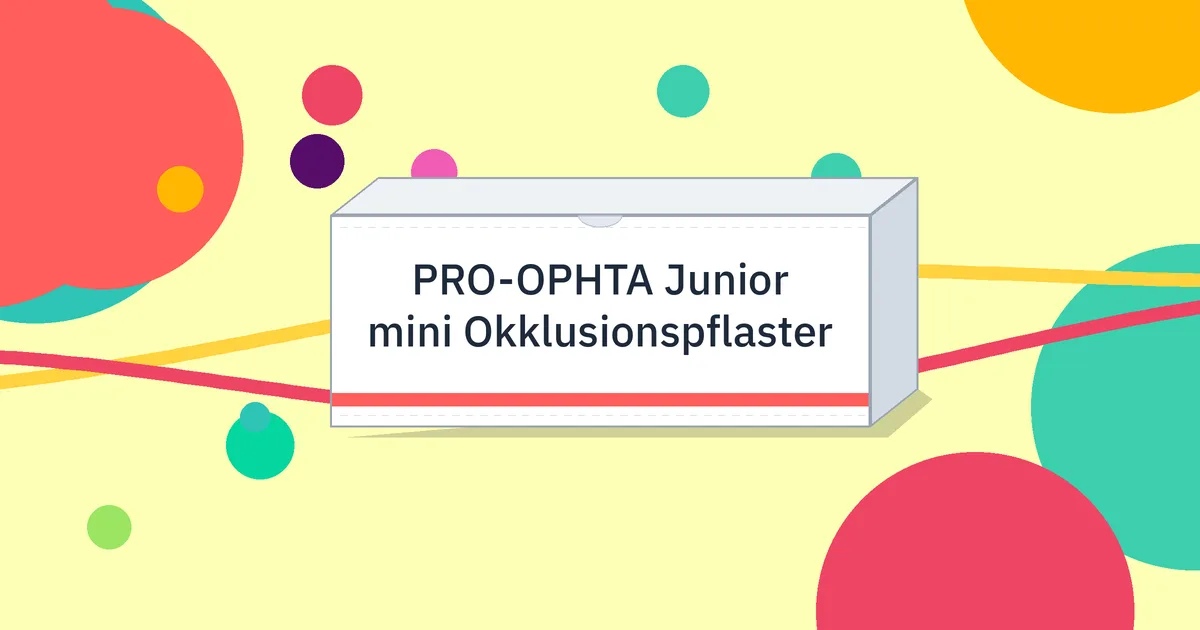 Symbolbild: Packung mit der Aufschrift PRO-OPHTA Junior mini Okklusionspflaster (PZN 19813987) – Verfügbarkeit und Bezug in Apotheken in Frankfurt am Main