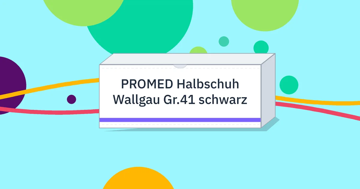 Symbolbild: Packung mit der Aufschrift PROMED Halbschuh Wallgau Gr.41 schwarz (PZN 14349143) – Verfügbarkeit und Bezug in Apotheken in Frankfurt am Main