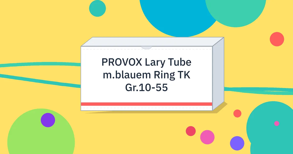 Symbolbild: Packung mit der Aufschrift PROVOX Lary Tube m.blauem Ring TK Gr.10-55 (PZN 02397510) – Verfügbarkeit und Bezug in Apotheken in Frankfurt am Main