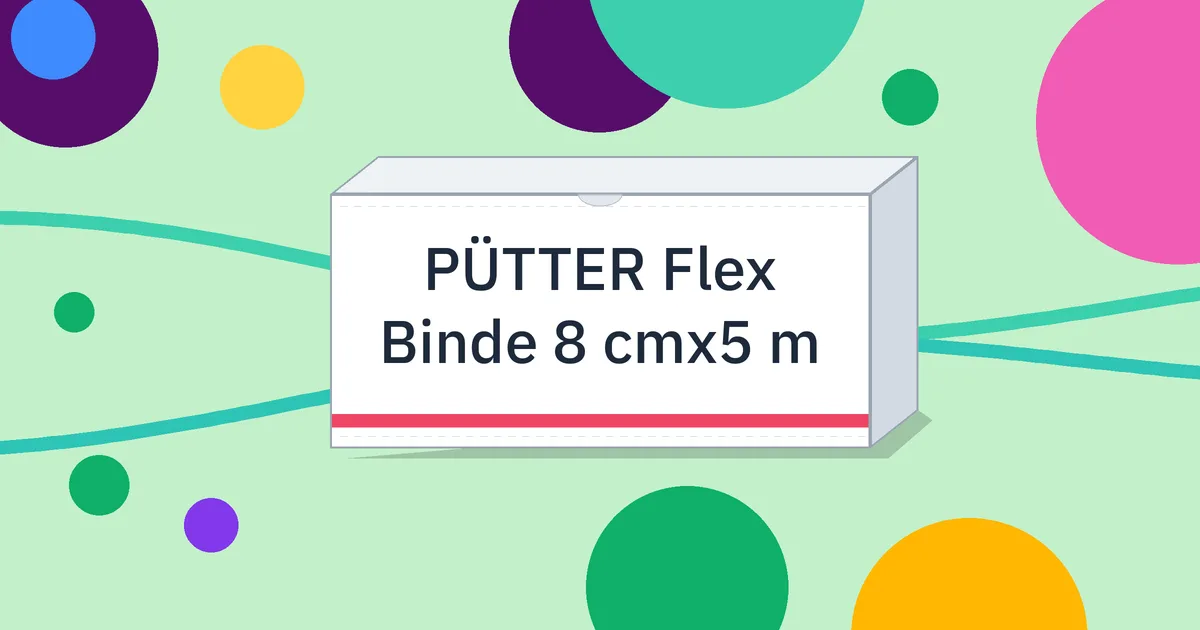 Symbolbild: Packung mit der Aufschrift PÜTTER Flex Binde 8 cmx5 m (PZN 17435216) – Verfügbarkeit und Bezug in Apotheken in Frankfurt am Main