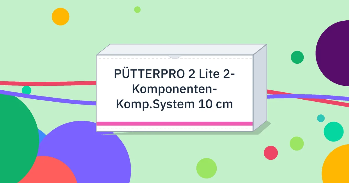 Symbolbild: Packung mit der Aufschrift PÜTTERPRO 2 Lite 2-Komponenten-Komp.System 10 cm (PZN 20101571) – Verfügbarkeit und Bezug in Apotheken in Frankfurt am Main