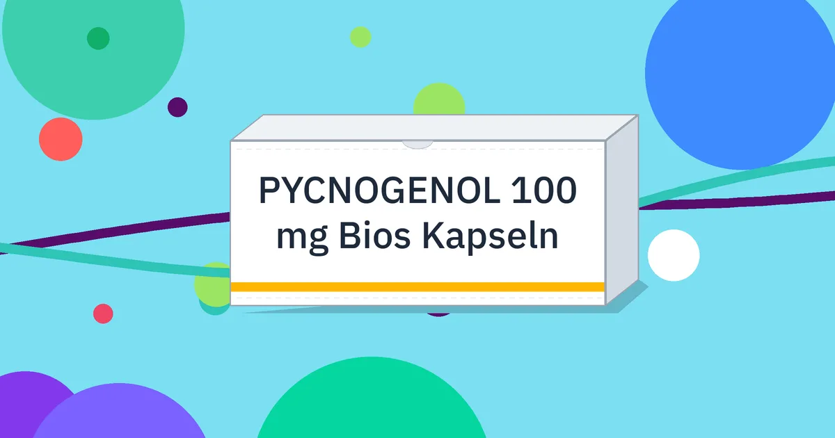 Symbolbild: Packung mit der Aufschrift PYCNOGENOL 100 mg Bios Kapseln (PZN 09177473) – Verfügbarkeit und Bezug in Apotheken in Frankfurt am Main