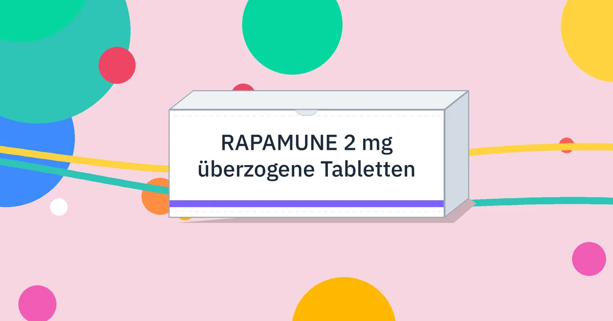 Symbolbild: Packung mit der Aufschrift RAPAMUNE 2 mg überzogene Tabletten (PZN 19779262) – Verfügbarkeit und Bezug in Apotheken in Frankfurt am Main