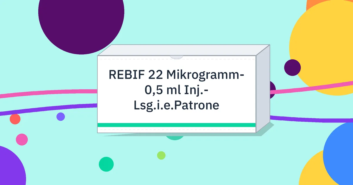 Symbolbild: Packung mit der Aufschrift REBIF 22 Mikrogramm-0,5 ml Inj.-Lsg.i.e.Patrone (PZN 12484776) – Verfügbarkeit und Bezug in Apotheken in Frankfurt am Main