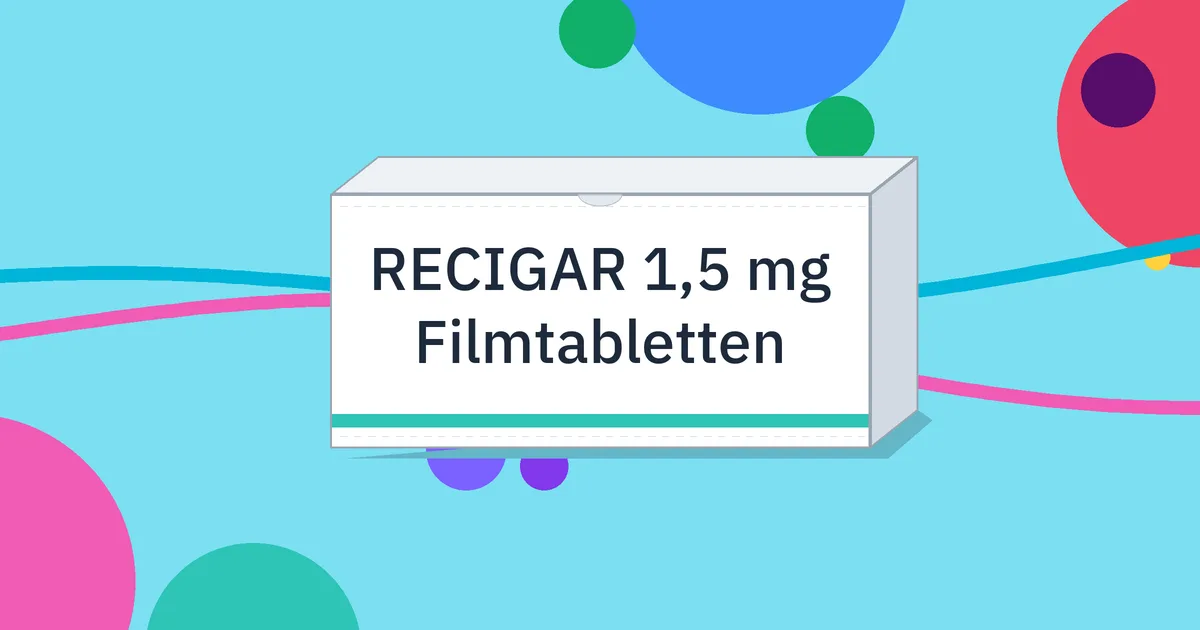 Symbolbild: Packung mit der Aufschrift RECIGAR 1,5 mg Filmtabletten (PZN 20313698) – Verfügbarkeit und Bezug in Apotheken in Frankfurt am Main