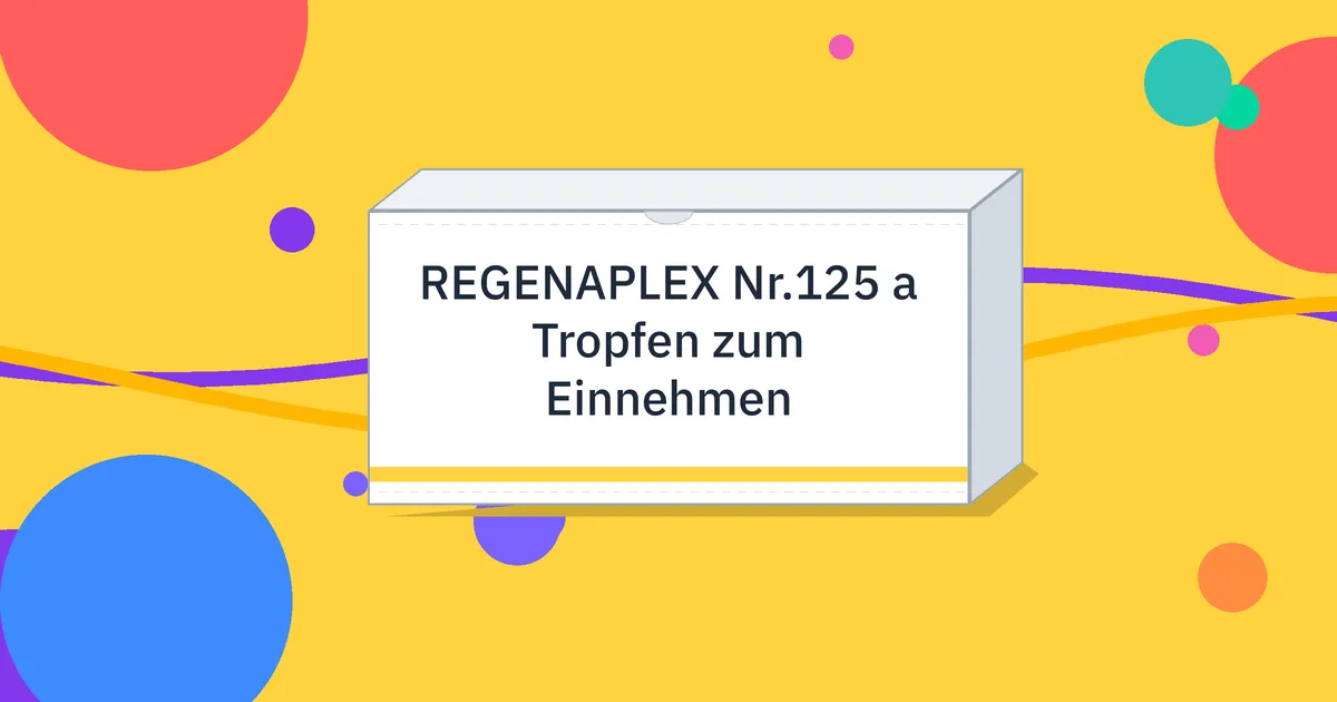 Symbolbild: Packung mit der Aufschrift REGENAPLEX Nr.125 a Tropfen zum Einnehmen (PZN 07186344) – Verfügbarkeit und Bezug in Apotheken in Frankfurt am Main