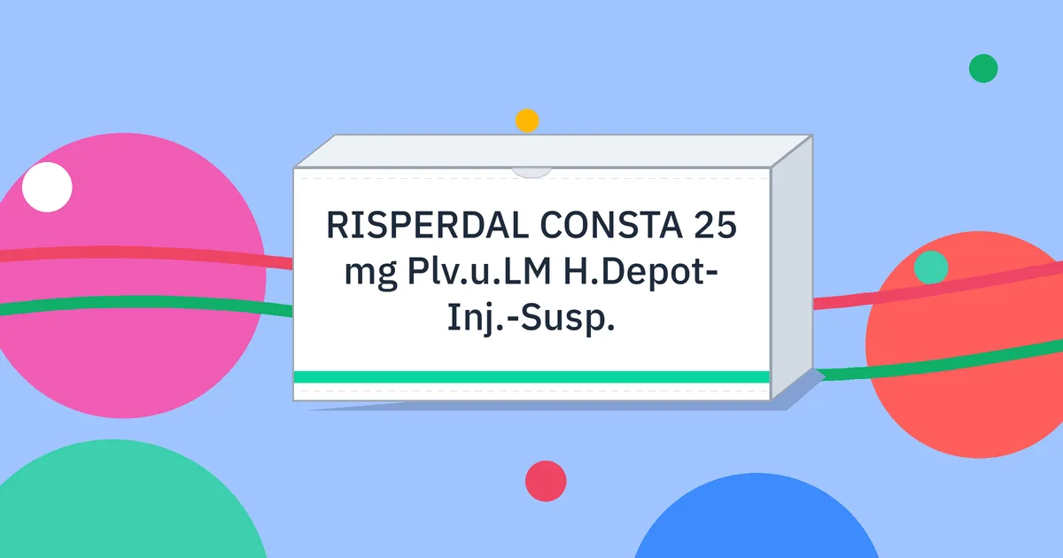 Symbolbild: Packung mit der Aufschrift RISPERDAL CONSTA 25 mg Plv.u.LM H.Depot-Inj.-Susp. (PZN 01871599) – Verfügbarkeit und Bezug in Apotheken in Frankfurt am Main