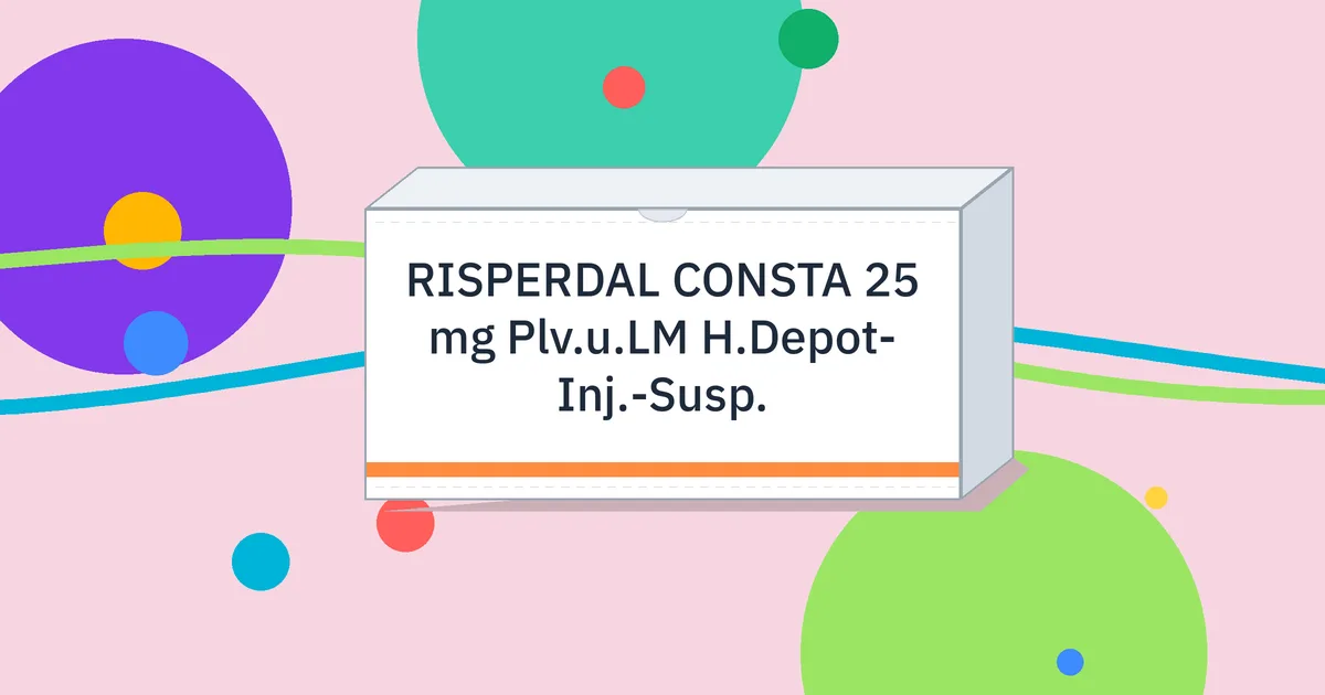 Symbolbild: Packung mit der Aufschrift RISPERDAL CONSTA 25 mg Plv.u.LM H.Depot-Inj.-Susp. (PZN 06551534) – Verfügbarkeit und Bezug in Apotheken in Frankfurt am Main