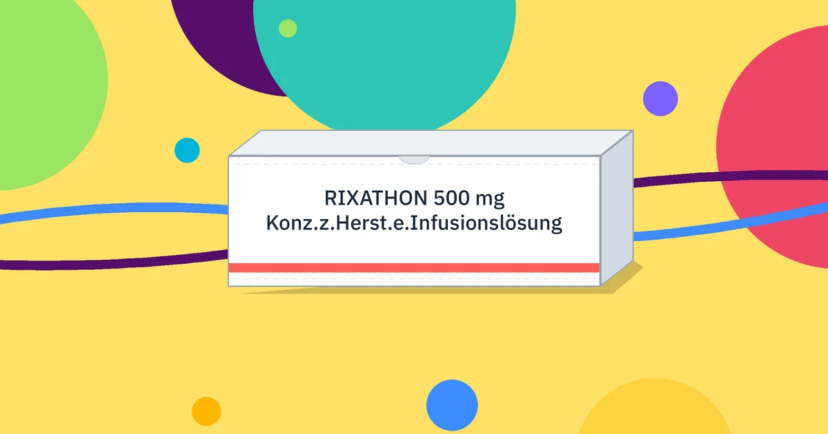 Symbolbild: Packung mit der Aufschrift RIXATHON 500 mg Konz.z.Herst.e.Infusionslösung (PZN 14130580) – Verfügbarkeit und Bezug in Apotheken in Frankfurt am Main
