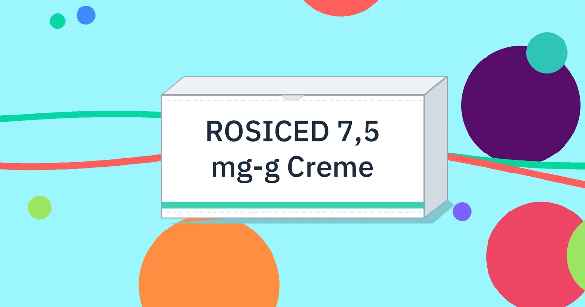 Symbolbild: Packung mit der Aufschrift ROSICED 7,5 mg-g Creme (PZN 18795514) – Verfügbarkeit und Bezug in Apotheken in Frankfurt am Main