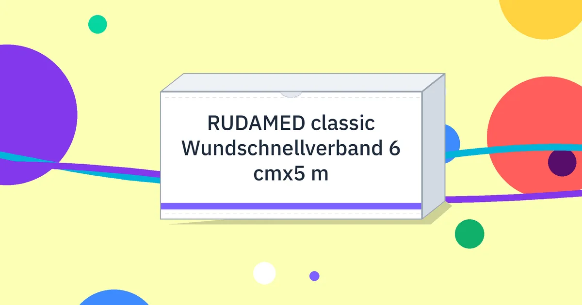 Symbolbild: Packung mit der Aufschrift RUDAMED classic Wundschnellverband 6 cmx5 m (PZN 07292069) – Verfügbarkeit und Bezug in Apotheken in Frankfurt am Main