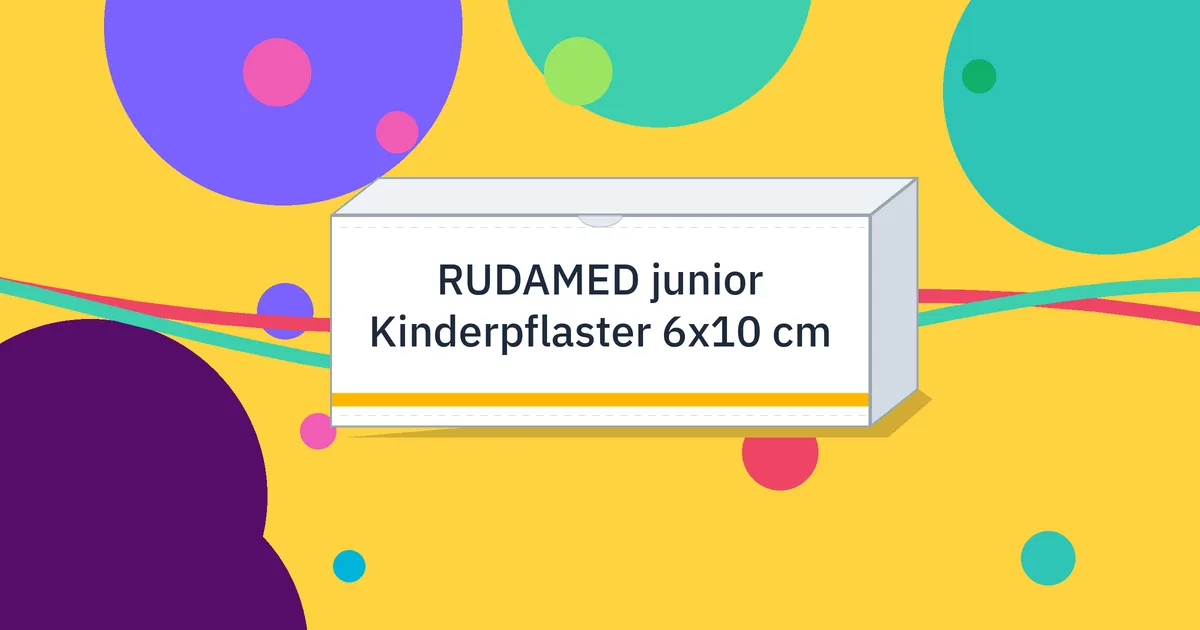 Symbolbild: Packung mit der Aufschrift RUDAMED junior Kinderpflaster 6x10 cm (PZN 15892599) – Verfügbarkeit und Bezug in Apotheken in Frankfurt am Main
