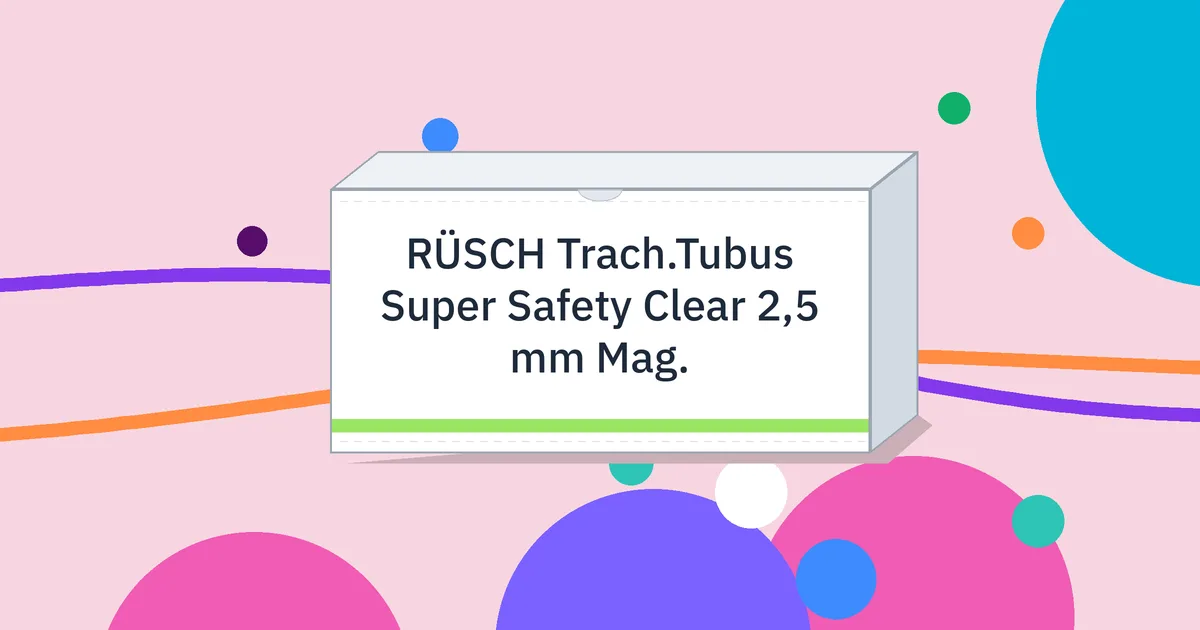Symbolbild: Packung mit der Aufschrift RÜSCH Trach.Tubus Super Safety Clear 2,5 mm Mag. (PZN 05030773) – Verfügbarkeit und Bezug in Apotheken in Frankfurt am Main